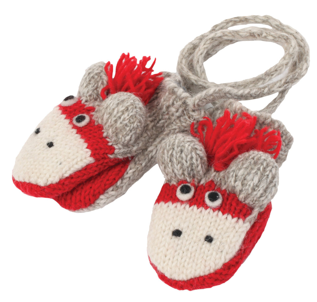 Cute Monkey Mittens-Grey - 100% Wool Monkey Mittens – nirvannadesigns